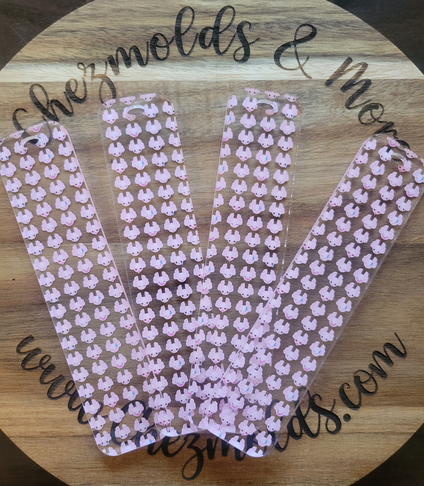 Beadable bookmarks- axolotl faces on clear – ChezMolds & More