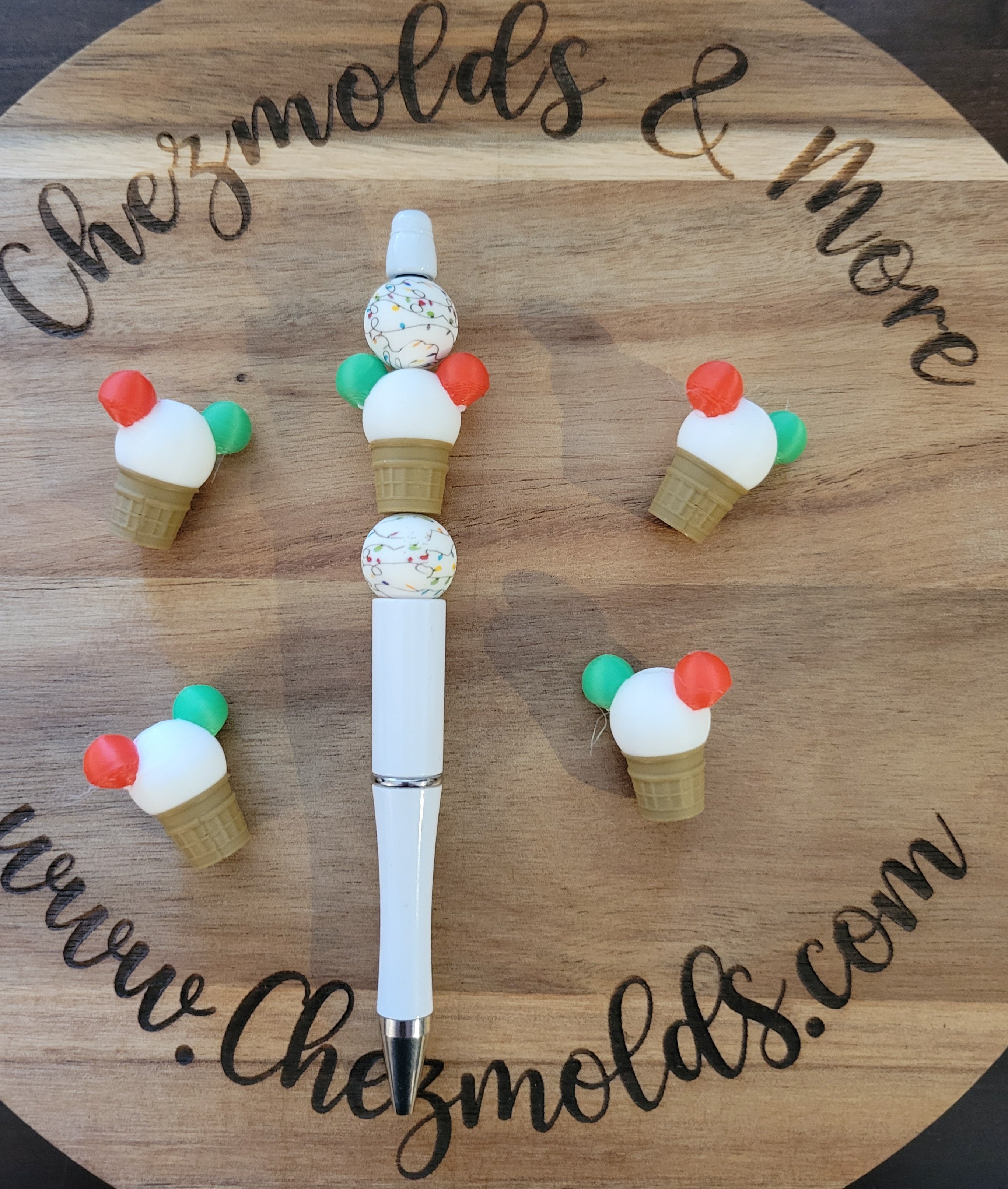 CE 3d printed mouse cone- focal Bead- white with red/green – ChezMolds ...