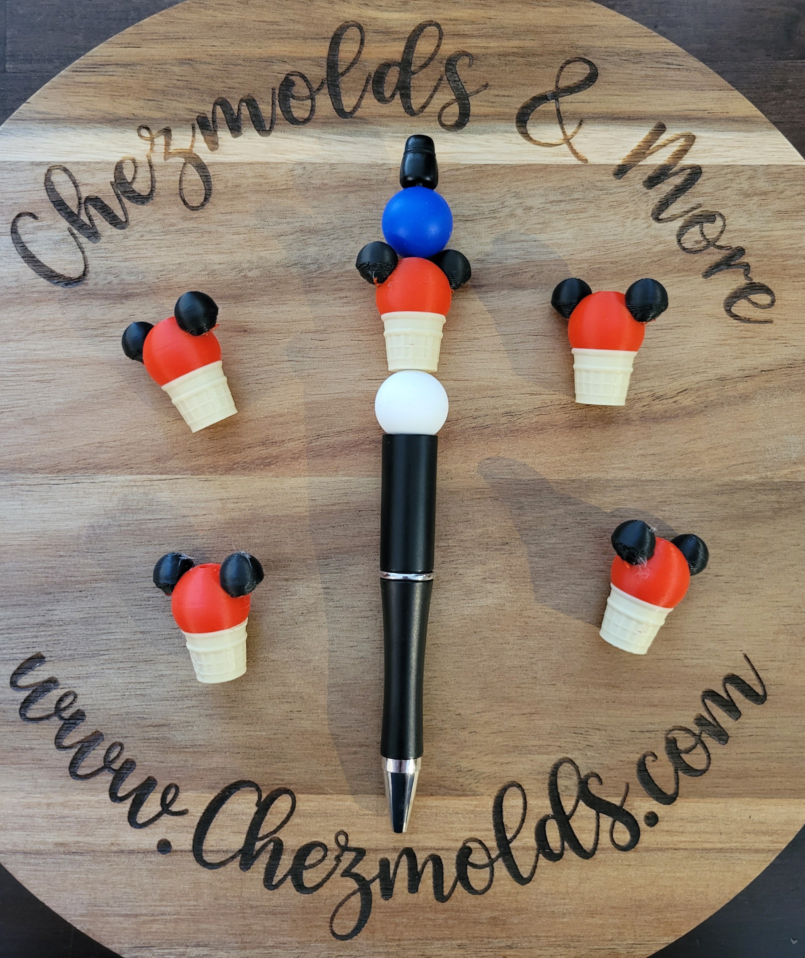 CE 3d printed mouse cone- focal Bead- red/black – ChezMolds & More