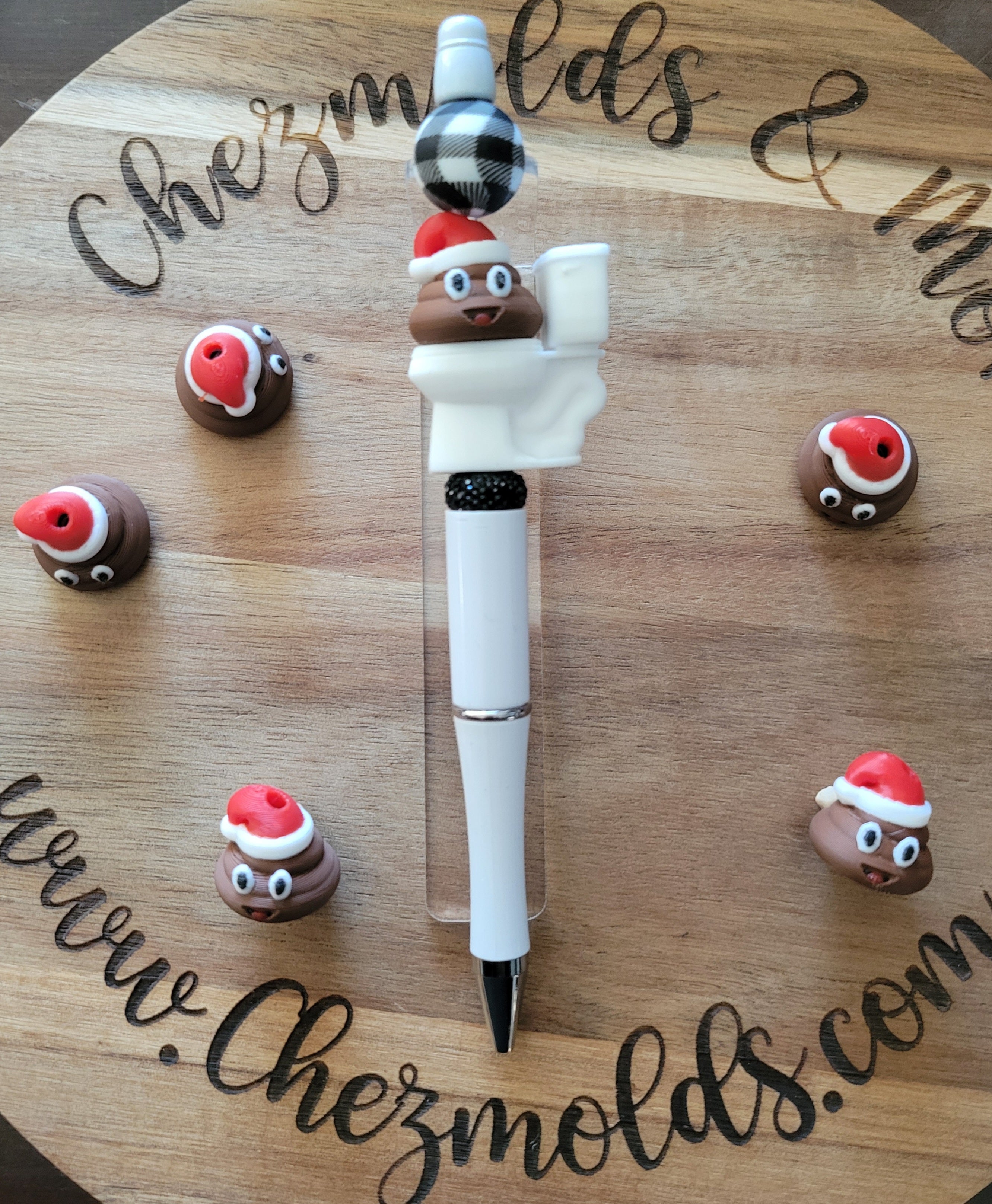 CE 3d printed Santa poo - focal Bead – ChezMolds & More