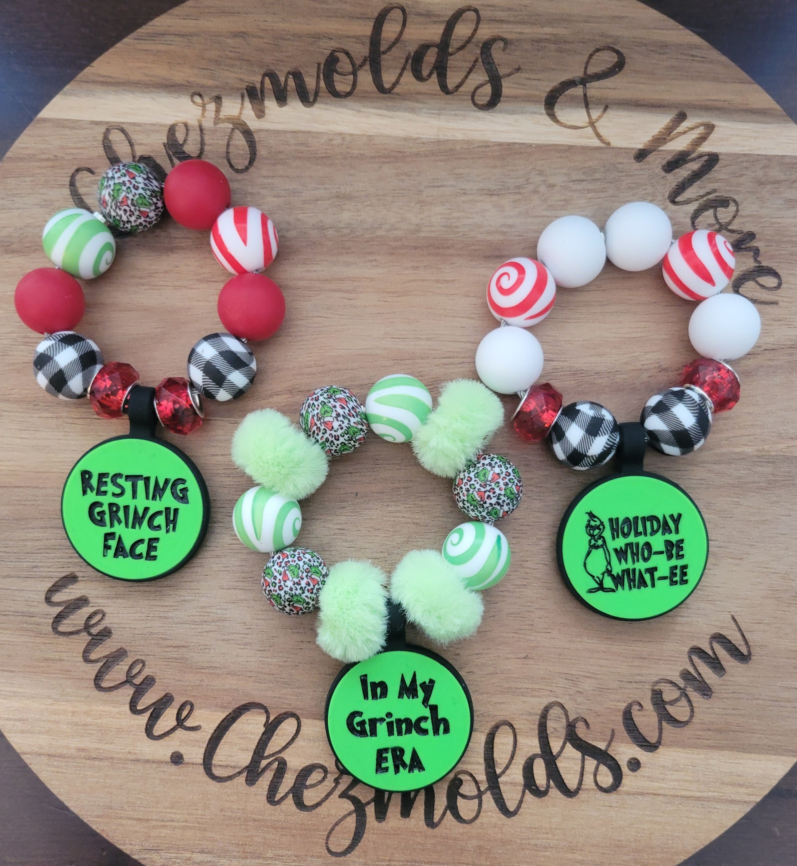 CE vertical silicone tag-grinchy – ChezMolds & More