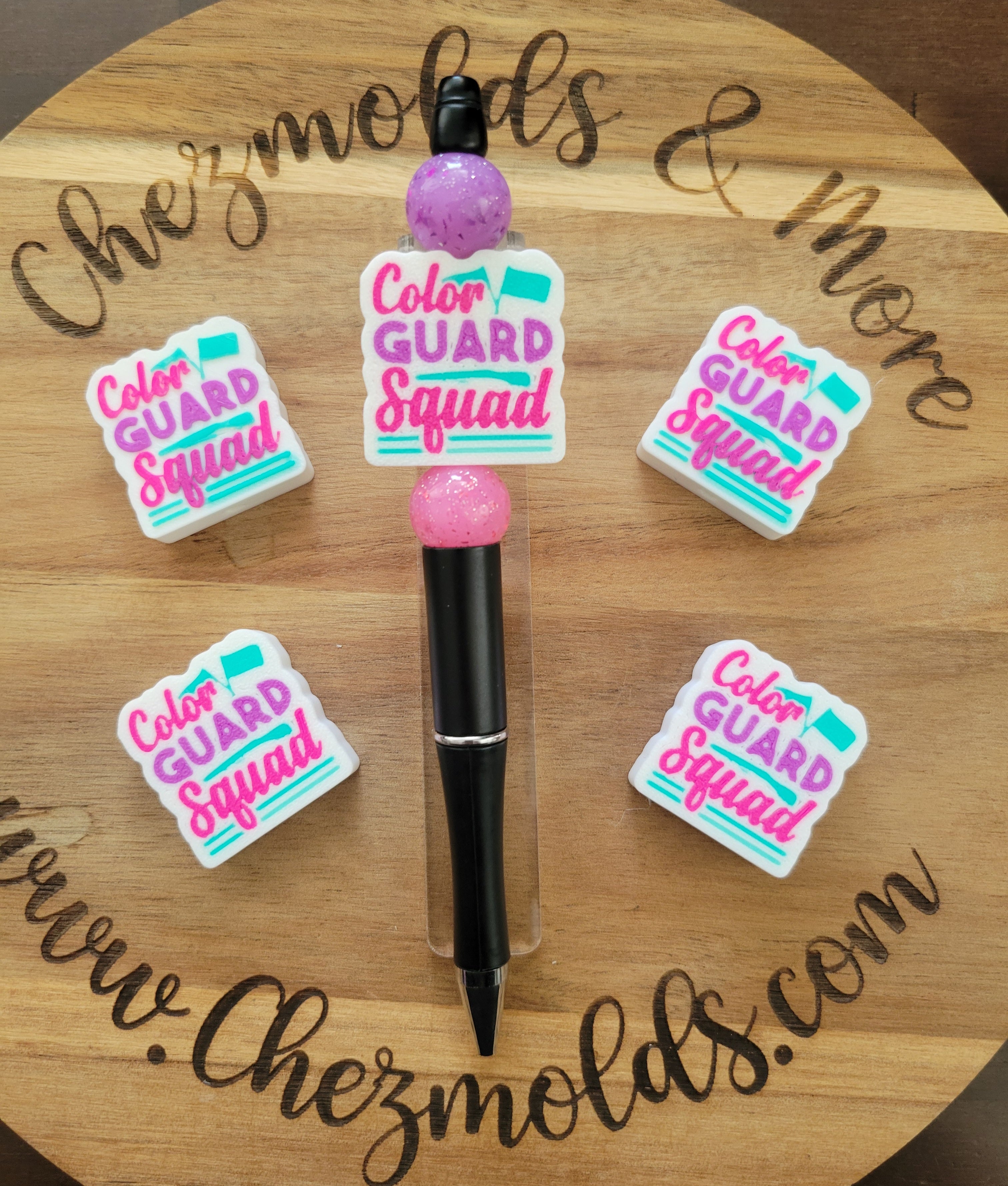 CE 3d printed focal bead- color guard squad – ChezMolds & More
