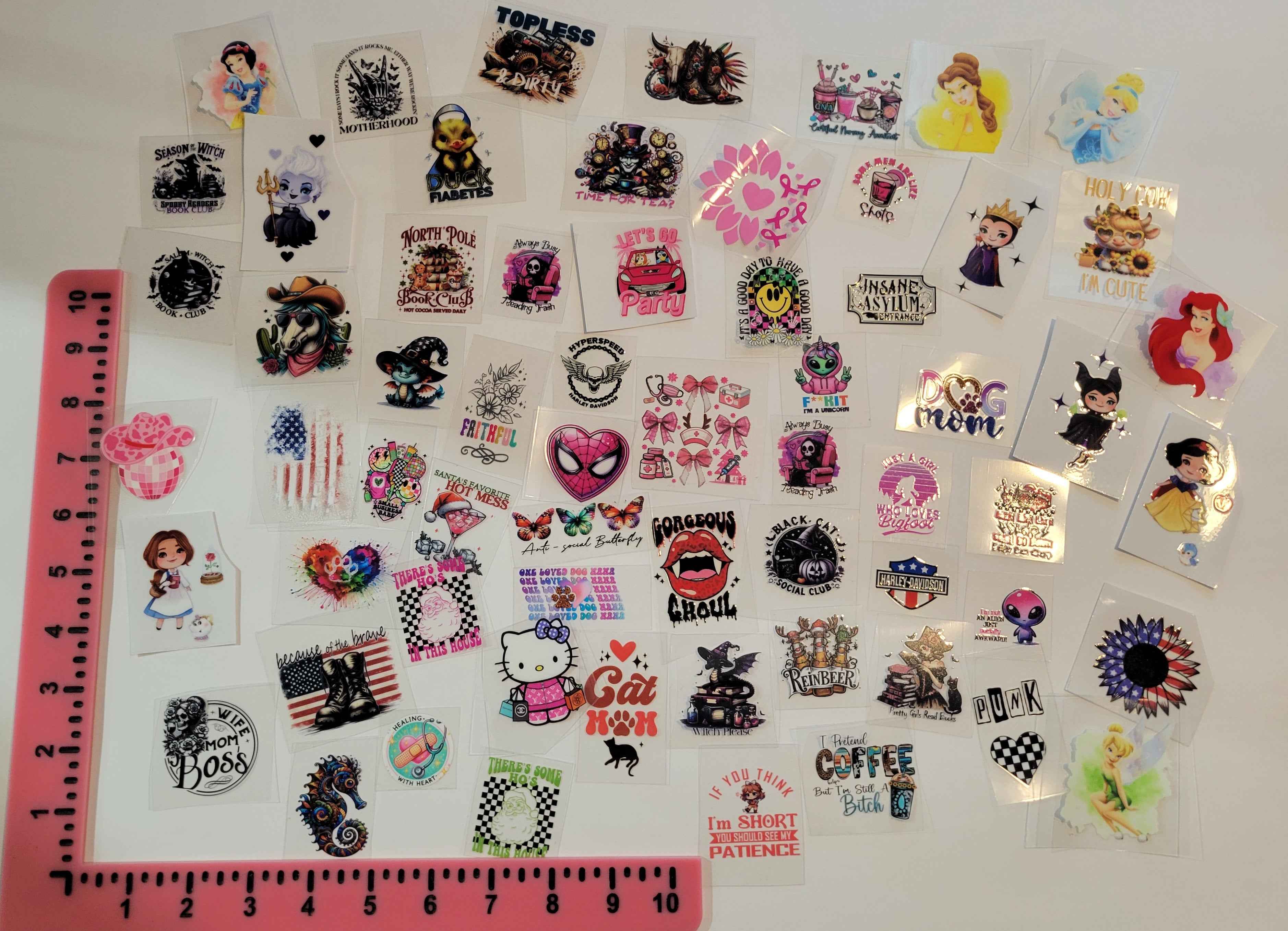 UV DTF transfer- keychain/badge decal size- random 20 – ChezMolds & More