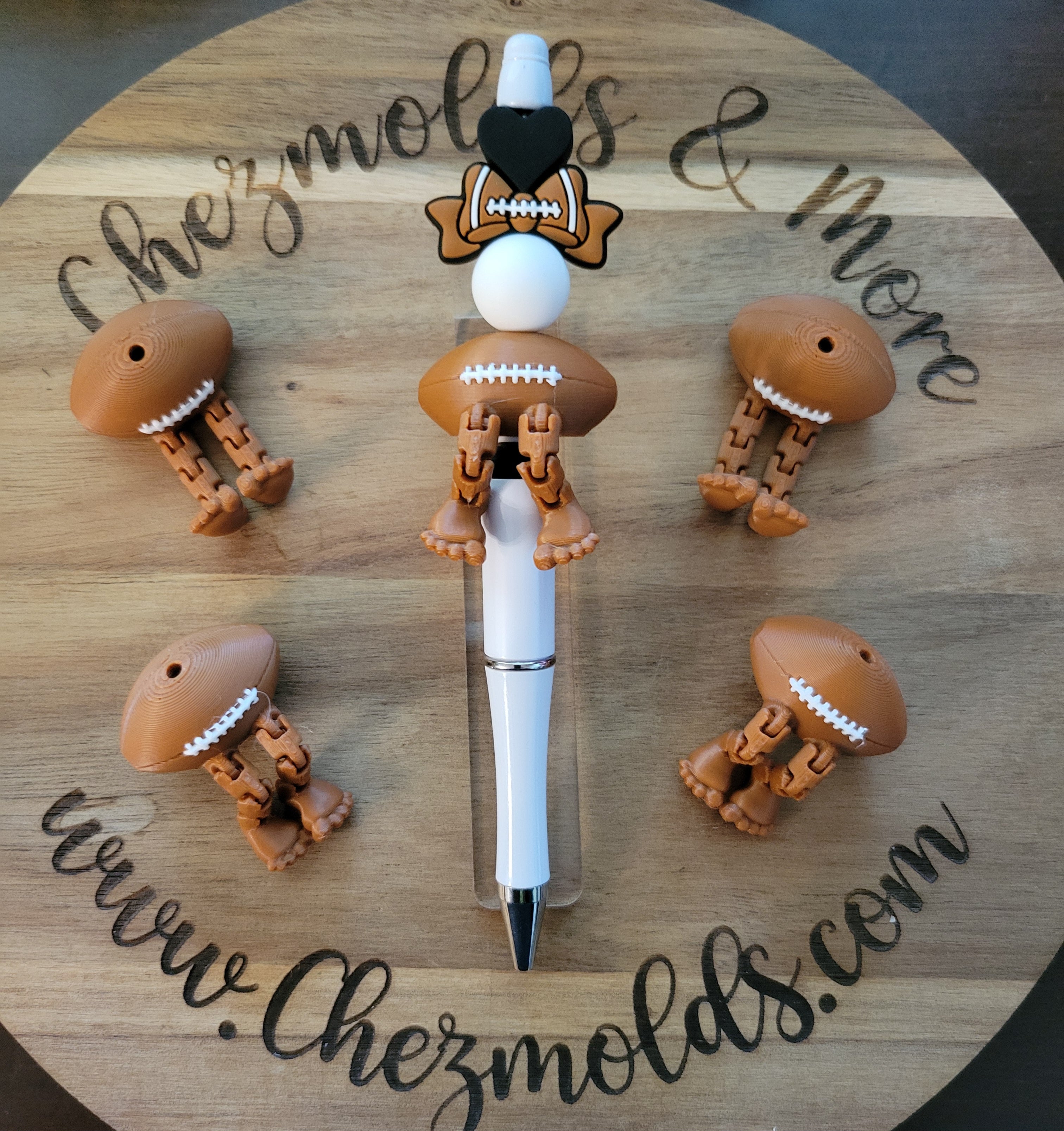 CE 3d printed focal Bead-football Kicker ( flexy feet) – ChezMolds & More