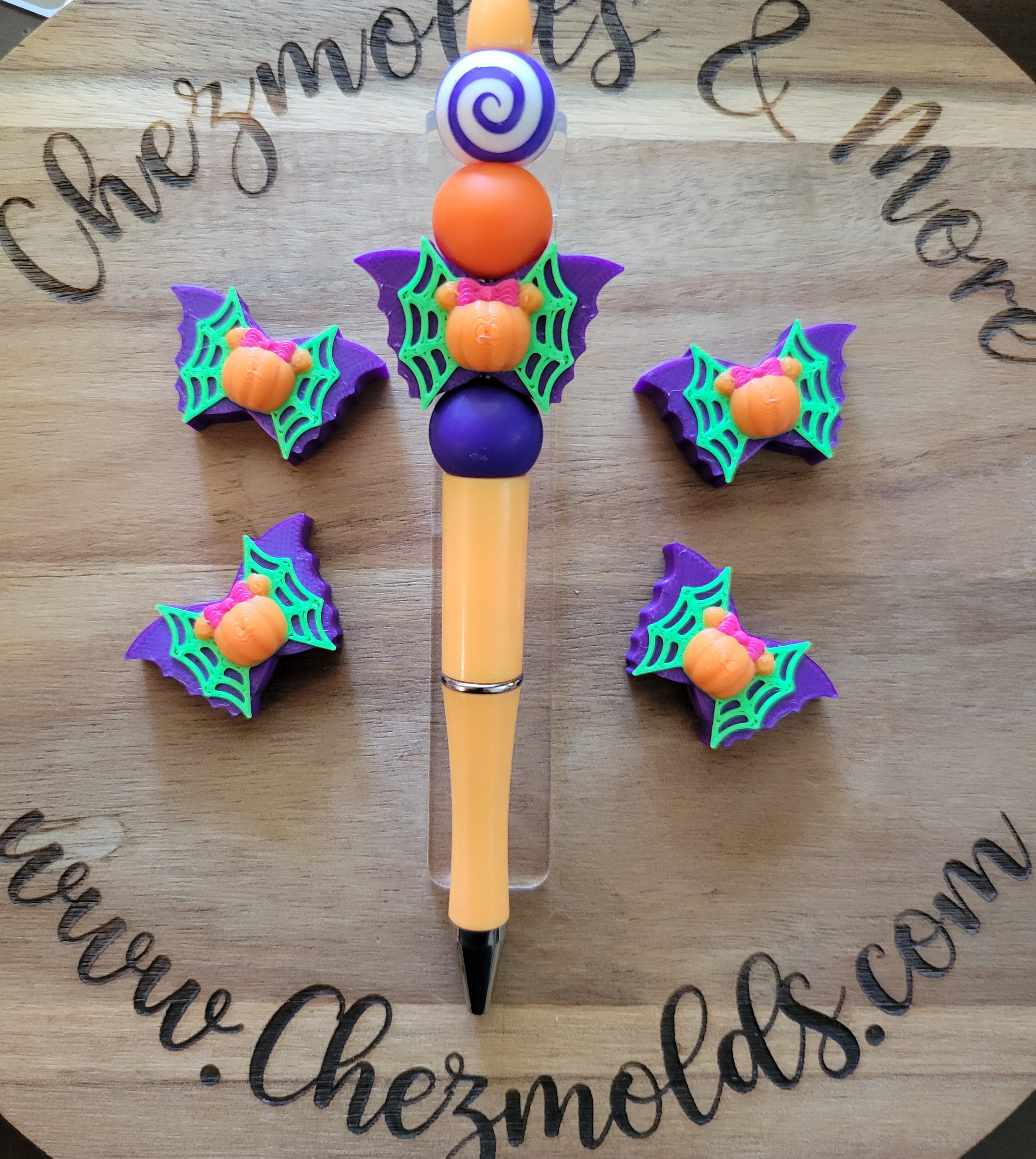 CE 3d printed focal Bead- Bow with 3d pumpkin – ChezMolds & More