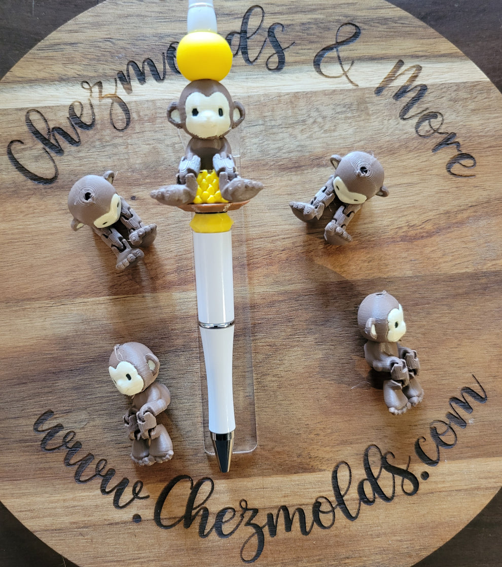 CE 3d printed focal Bead- baby monkey kicker ( flexy feet ) – ChezMolds ...