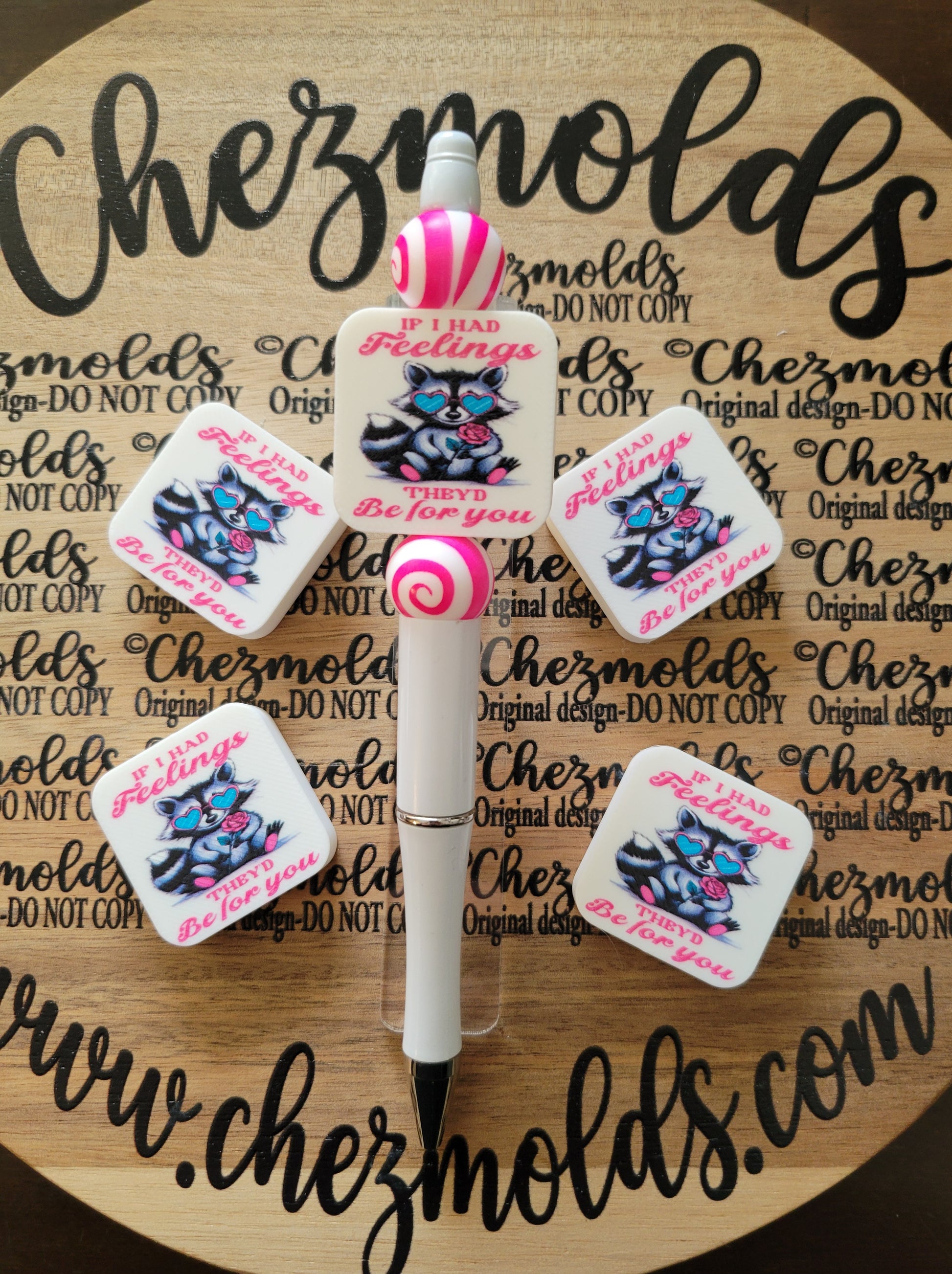 CE 3d printed focal Bead-feelings raccoon – ChezMolds & More