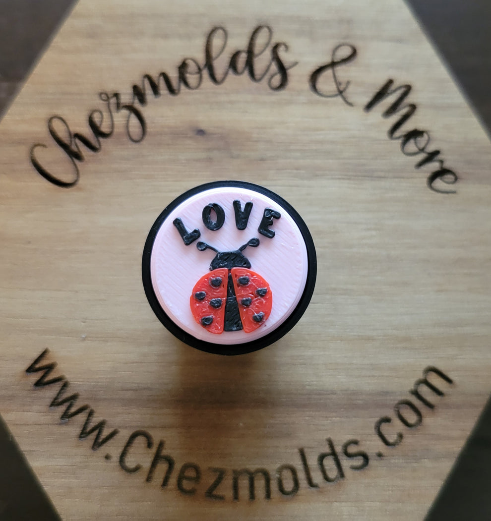 CE 3d printed Clicky button- focal Bead- Love bug – ChezMolds & More